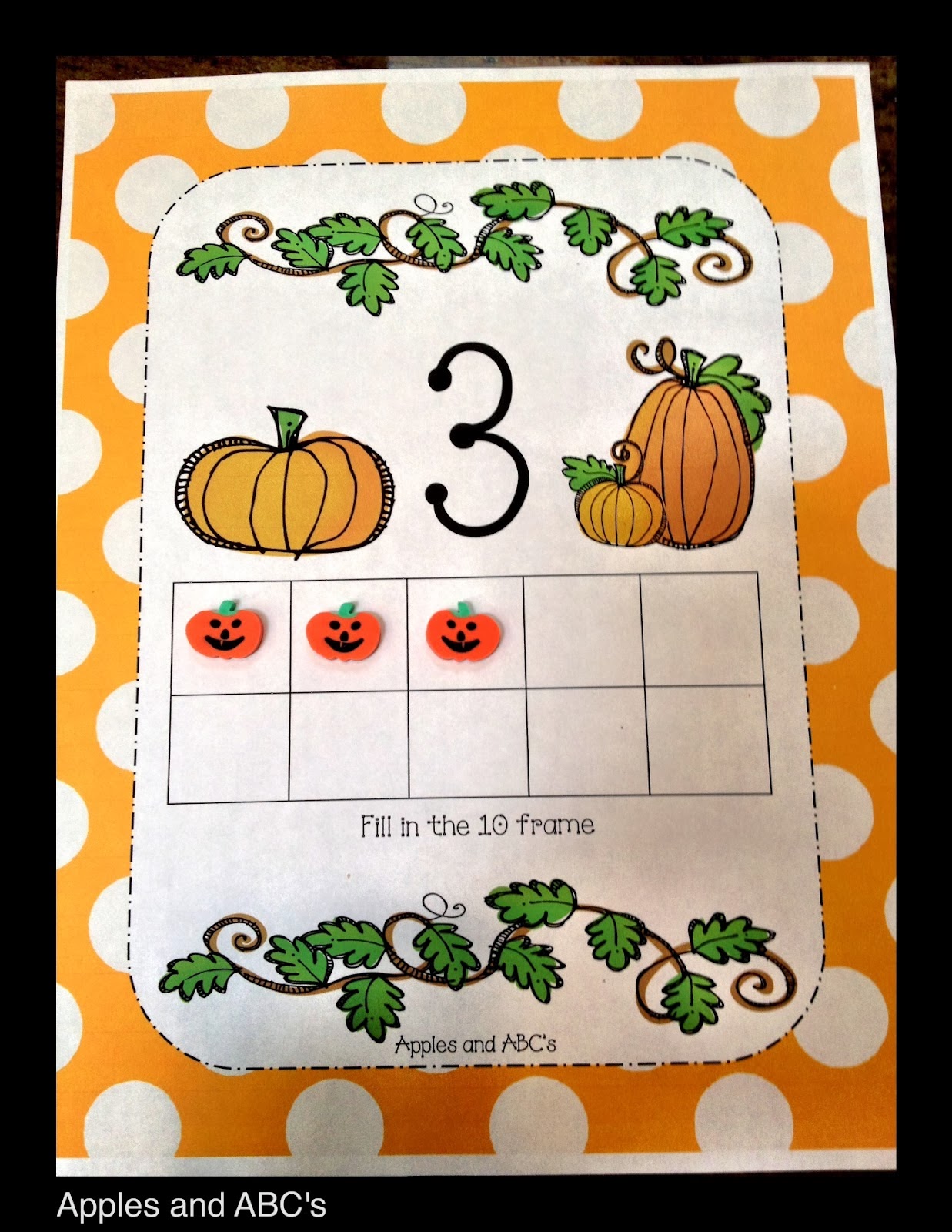 Fall Counting With 10 and 20 Frames - Apples & ABC's